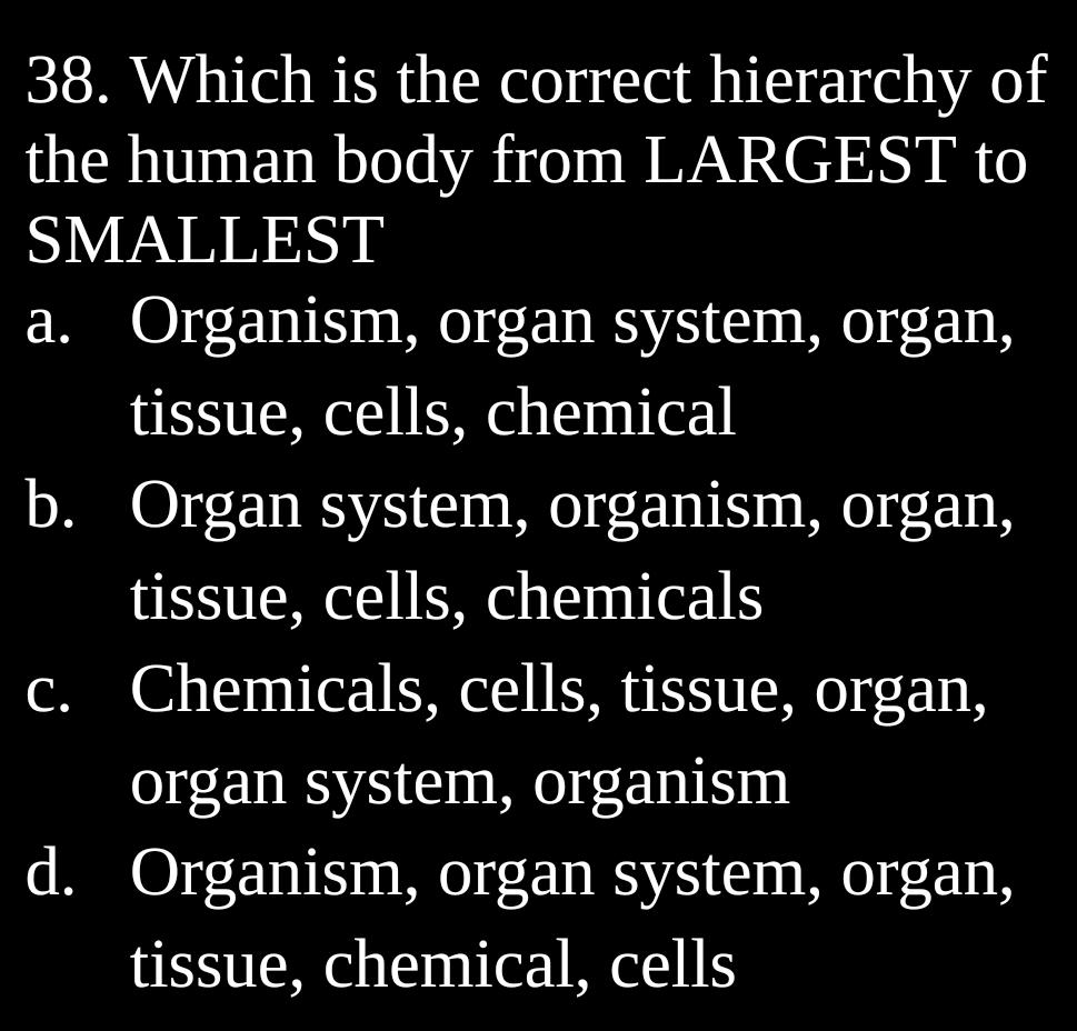 Solved Which is the correct hierarchy of the human body from | Chegg.com