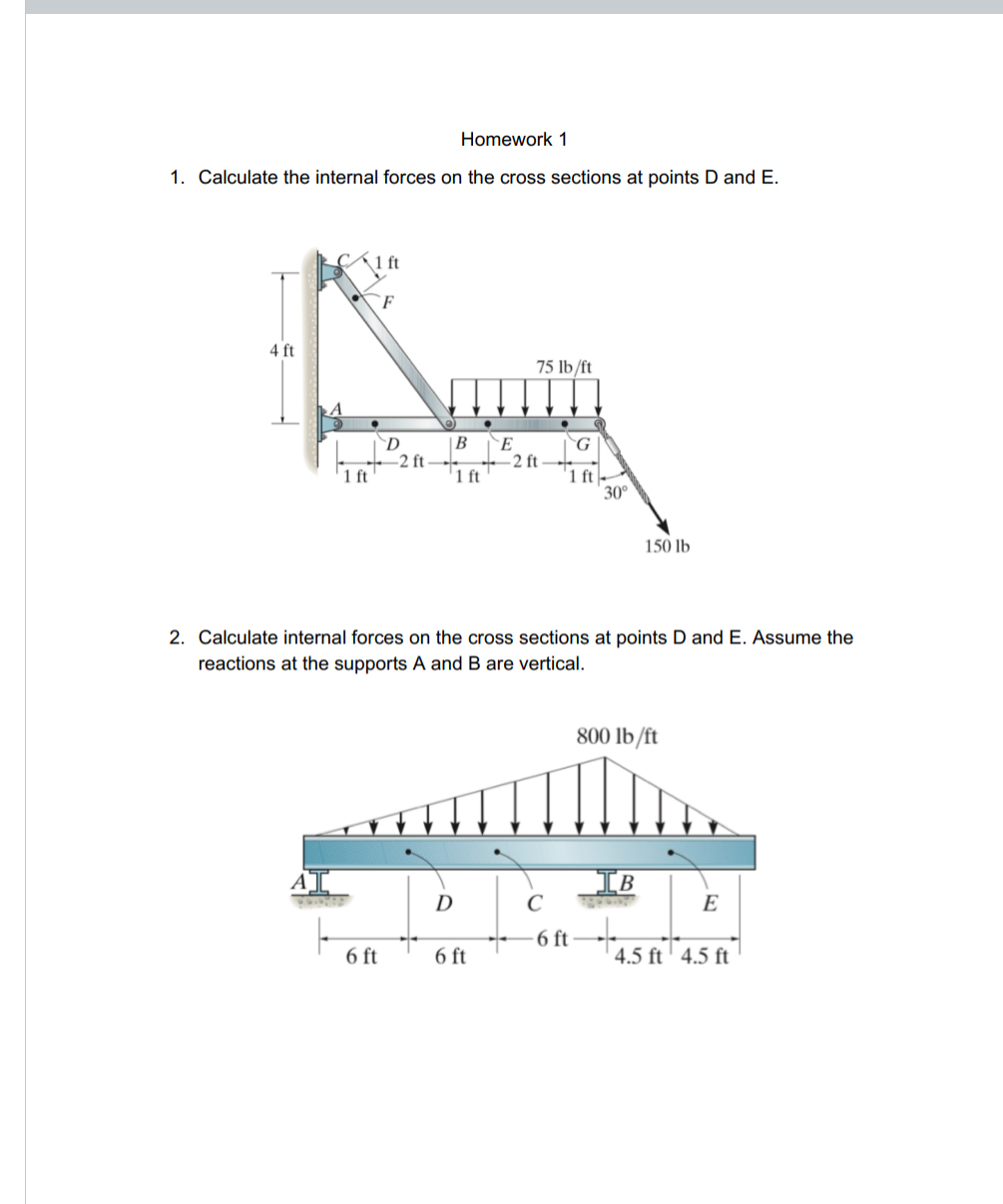 Solved Homework 1Calculate the internal forces on the cross | Chegg.com