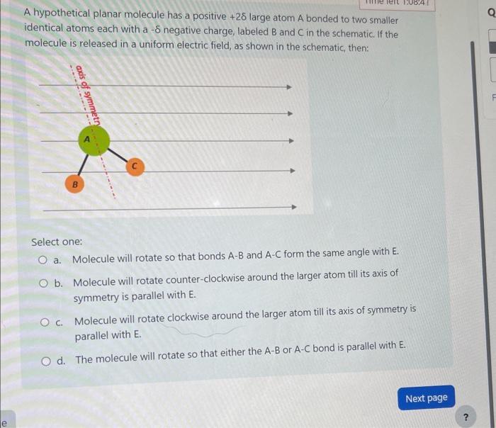 Solved A hypothetical planar molecule has a positive +2δ | Chegg.com