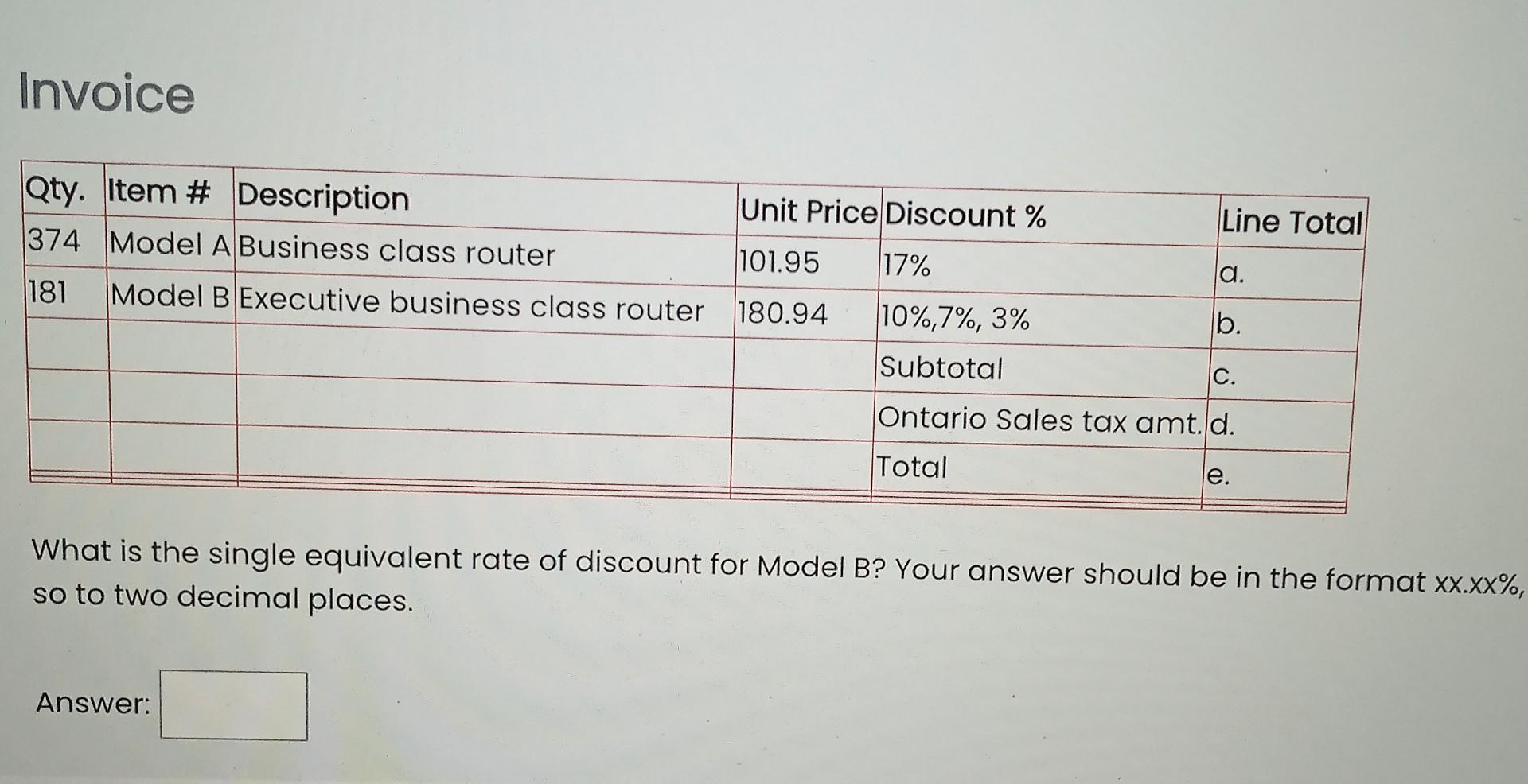 Solved Invoice What is the single equivalent rate of | Chegg.com