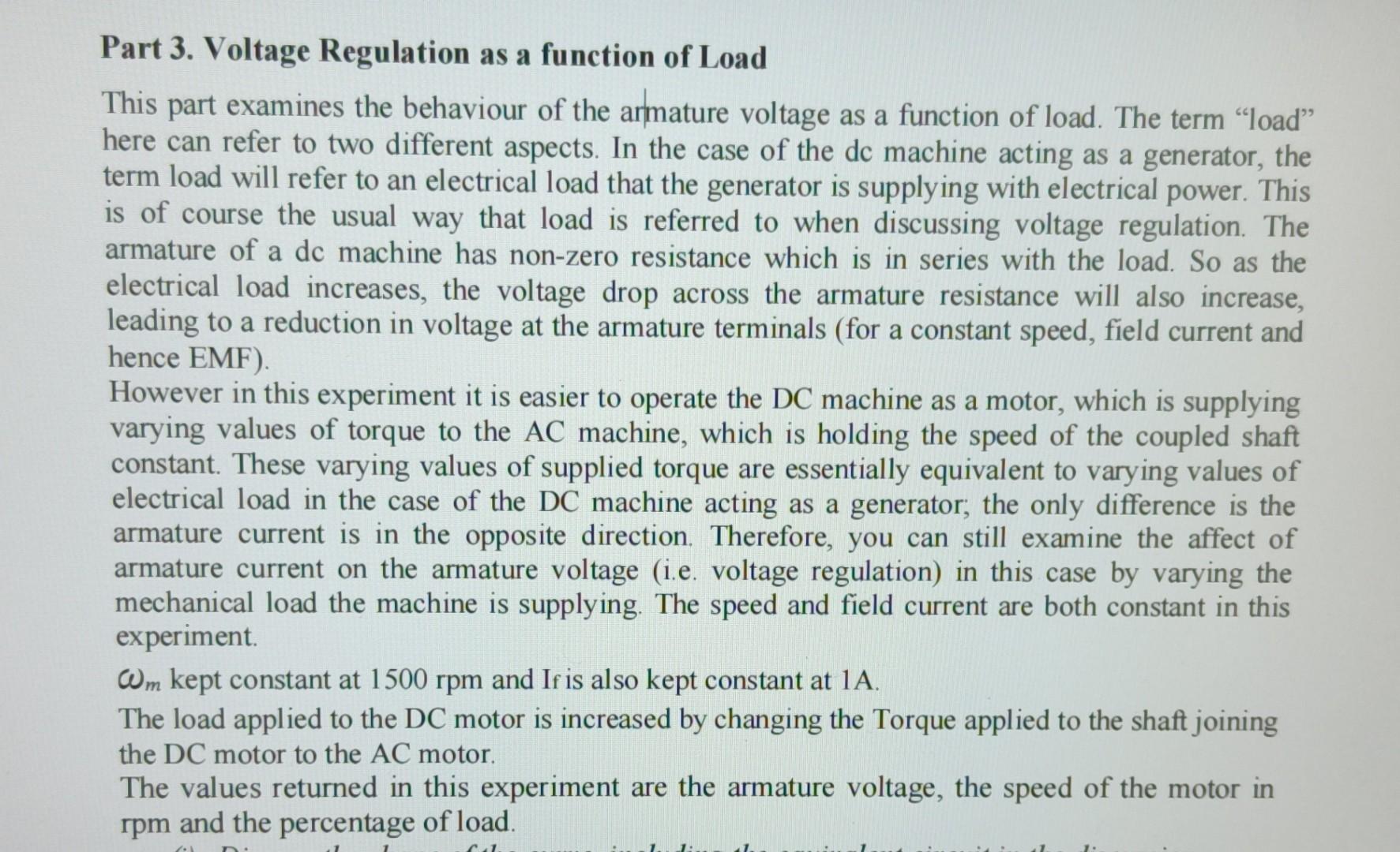 Solved Part 3. Voltage Regulation as a function of Load This | Chegg.com