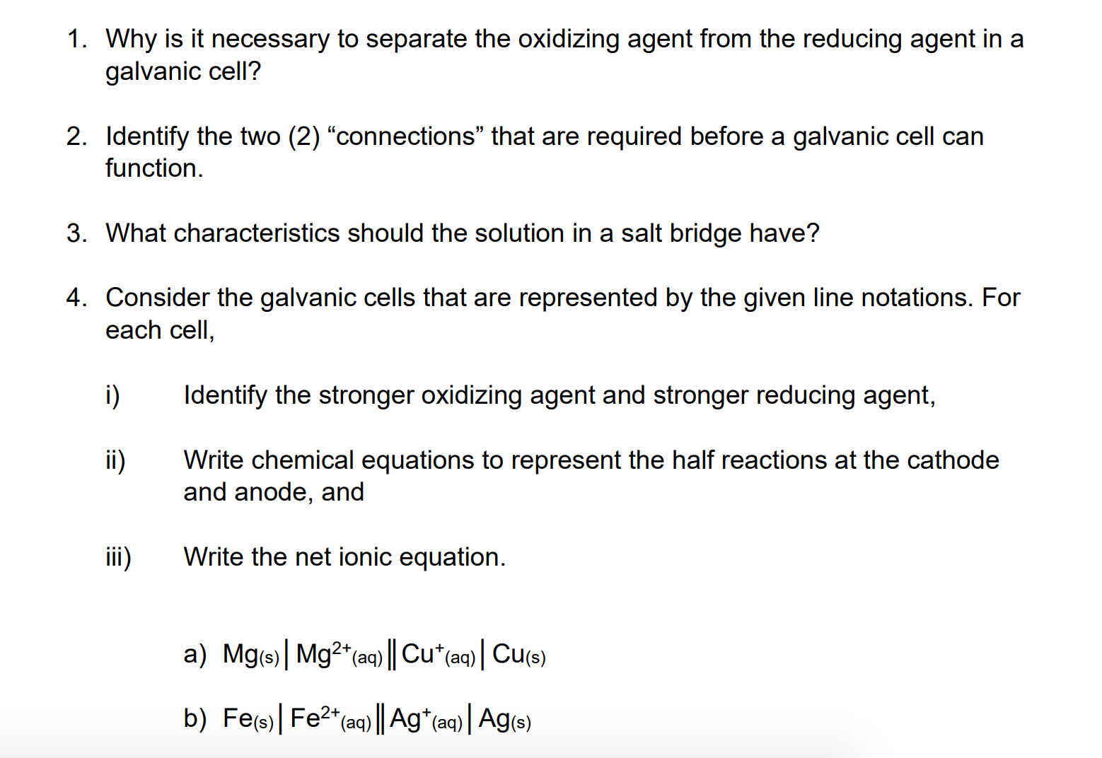 Solved Why is it necessary to separate the oxidizing agent | Chegg.com