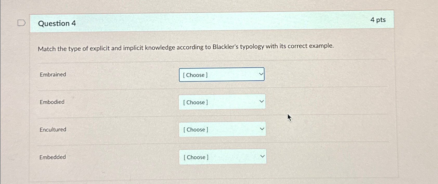 Solved Question 44 ﻿ptsMatch the type of explicit and | Chegg.com