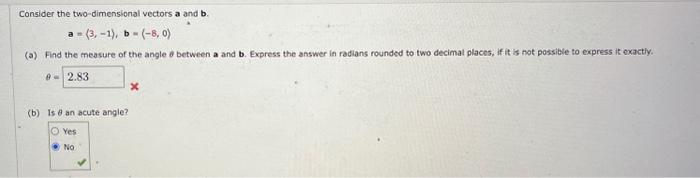 Consider the two-dimensional vectors a and b. = (-8, | Chegg.com