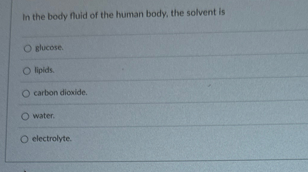 Solved In the body fluid of the human body, the solvent | Chegg.com