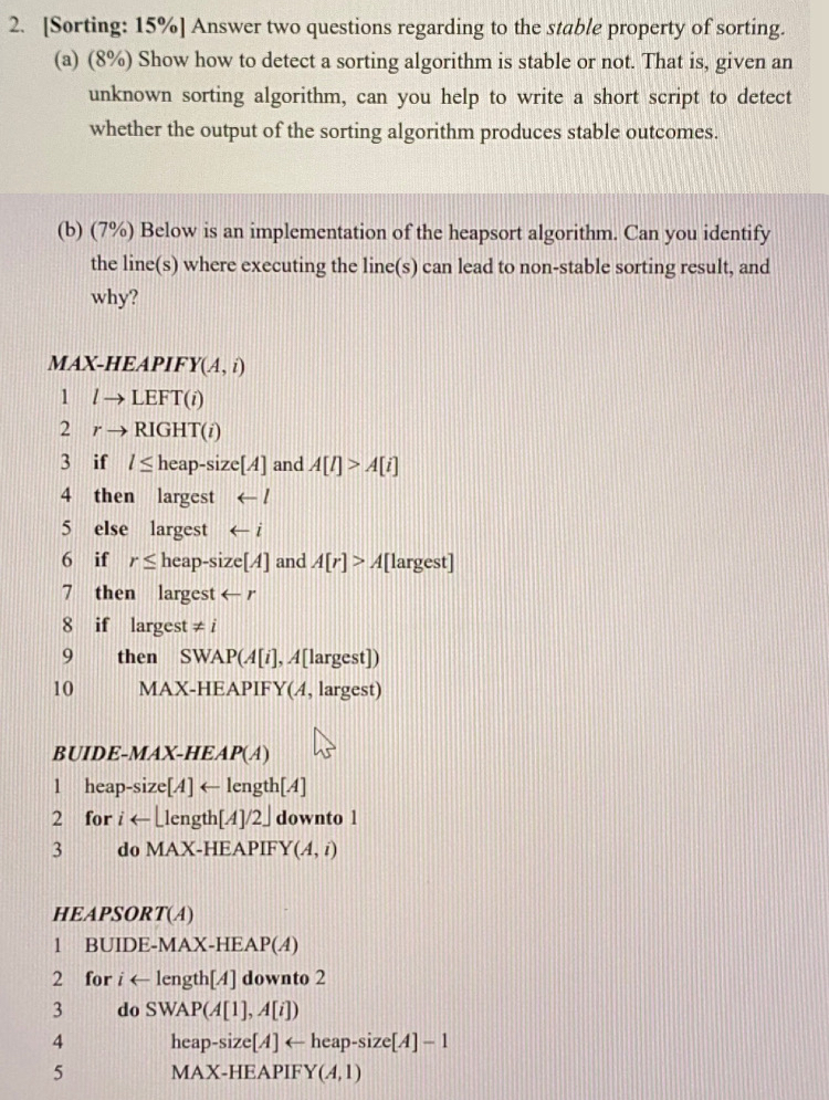 Solved [Sorting: 15% ] ﻿Answer two questions regarding to | Chegg.com