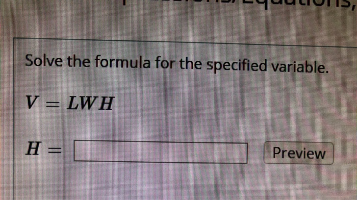 Solve For Specified Variable