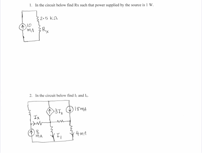 Solved 1. In the circuit below find Rx such that power | Chegg.com