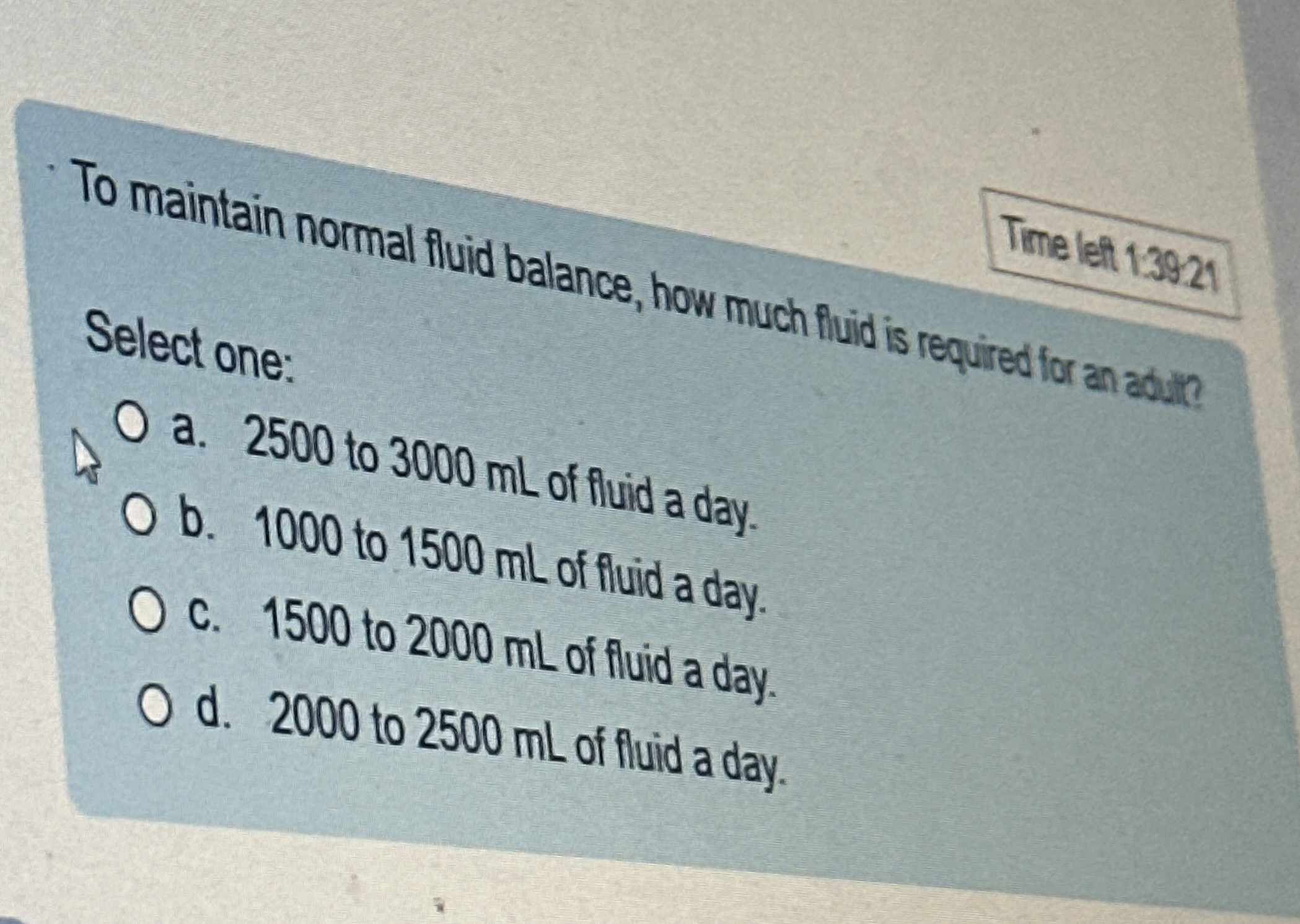 Solved To maintain normal fluid balance, how much fluid is | Chegg.com