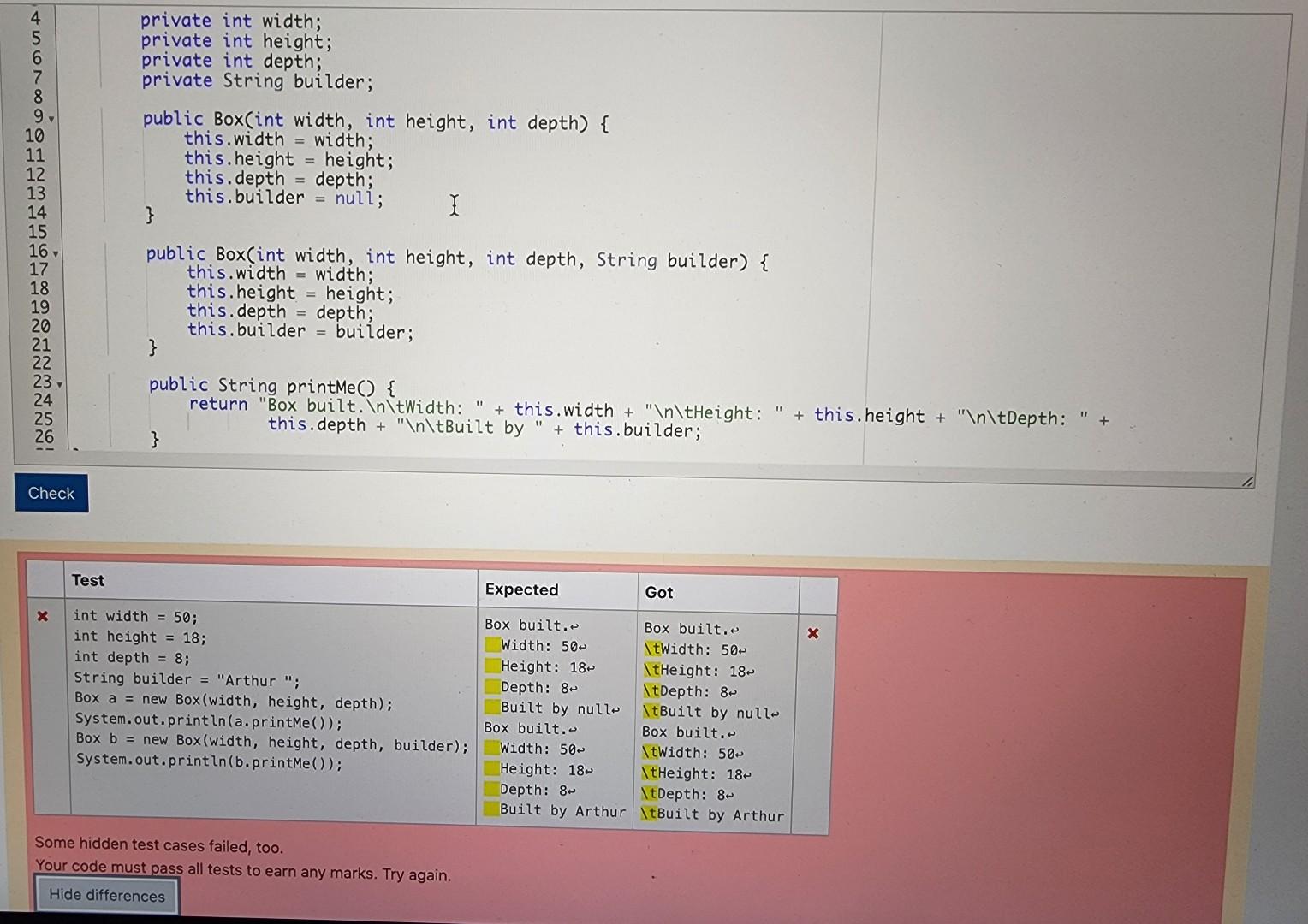 Solved Java Question I am not getting the expected result | Chegg.com