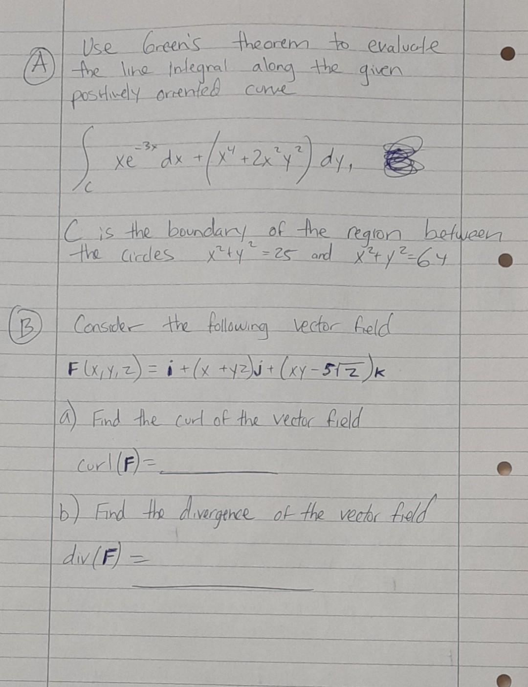 Solved A Use Green's theorem to evaluale the line integral | Chegg.com