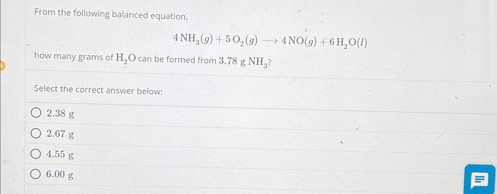 Solved From the following balanced | Chegg.com