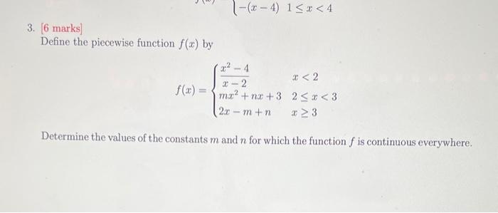 Solved 1. [5 marks] The graph of y=f(x) is shown. Use it to | Chegg.com