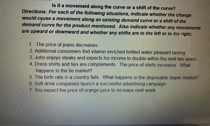 Solved Is it a movement along the curve or a shift of the | Chegg.com