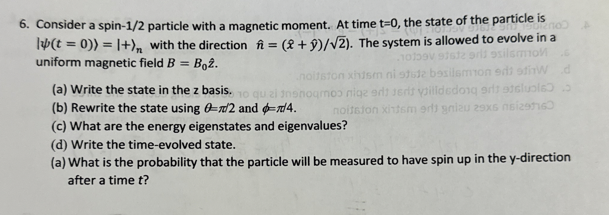 Solved Consider a spin-1/2 ﻿particle with a magnetic moment. | Chegg.com