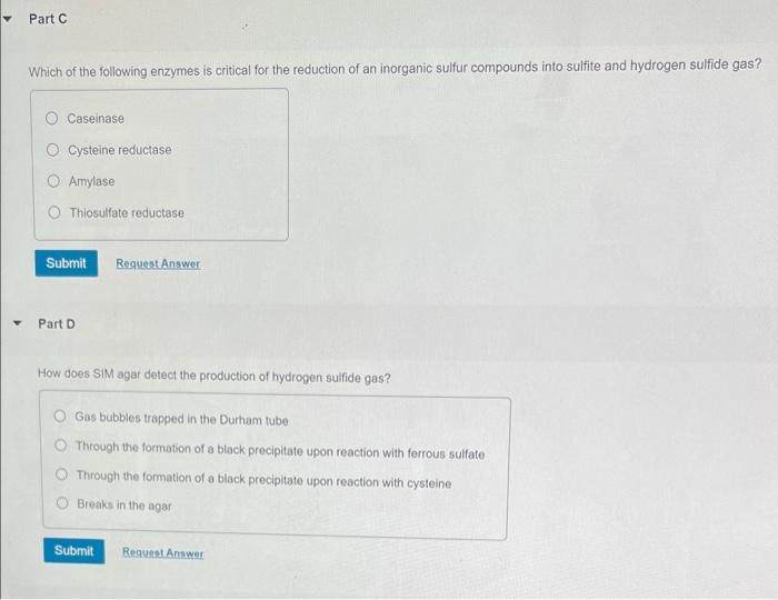 Solved The ability of SIM agar to test for hydrogen sulfide | Chegg.com