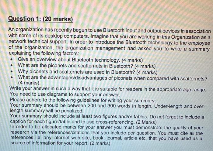 Solved An organization has recently begun to use Bluetooth | Chegg.com