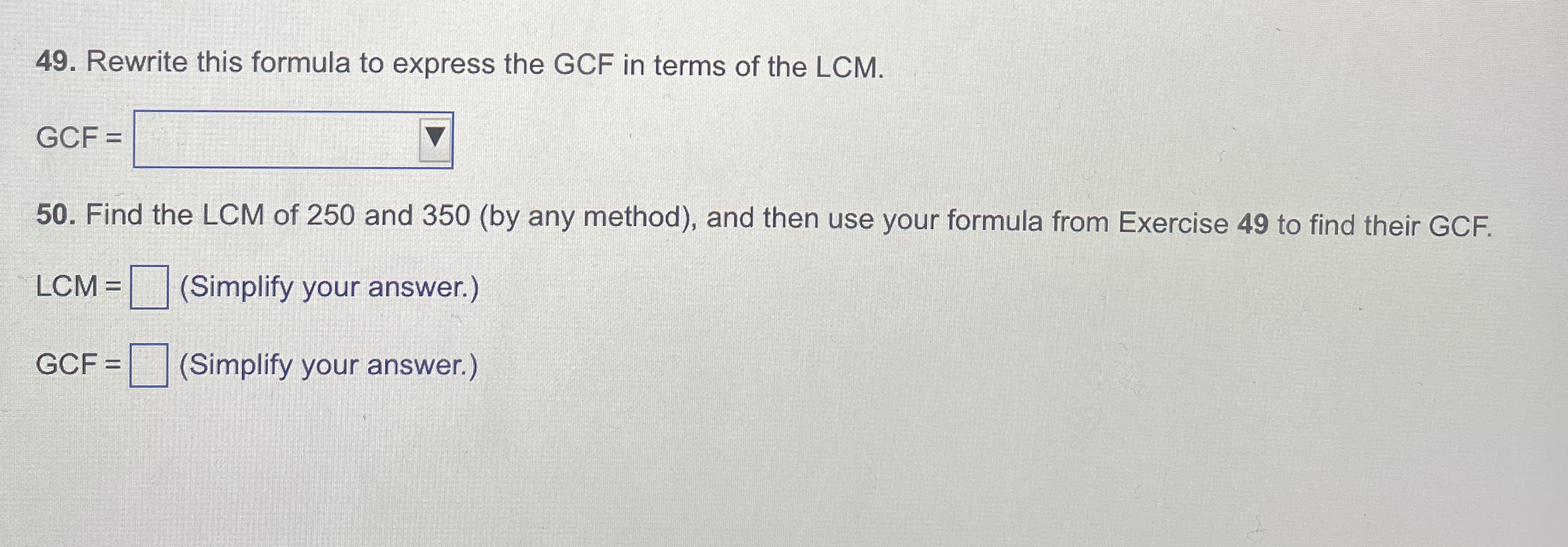 Solved Rewrite this formula to express the GCF in terms of | Chegg.com