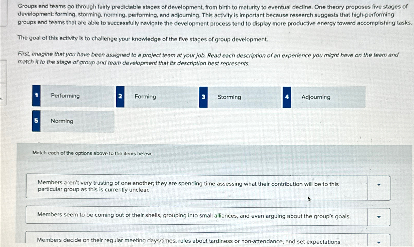 Solved Groups and teams go through fairly predictable stages | Chegg.com