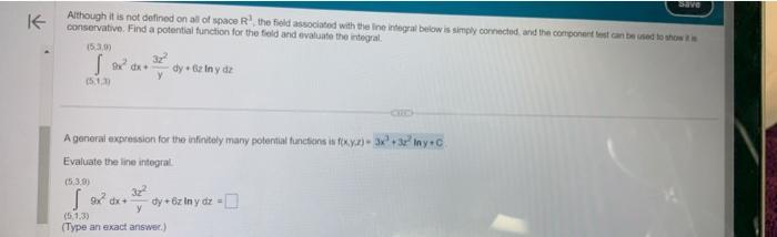 Solved conservative. Find a potential function for the feld | Chegg.com