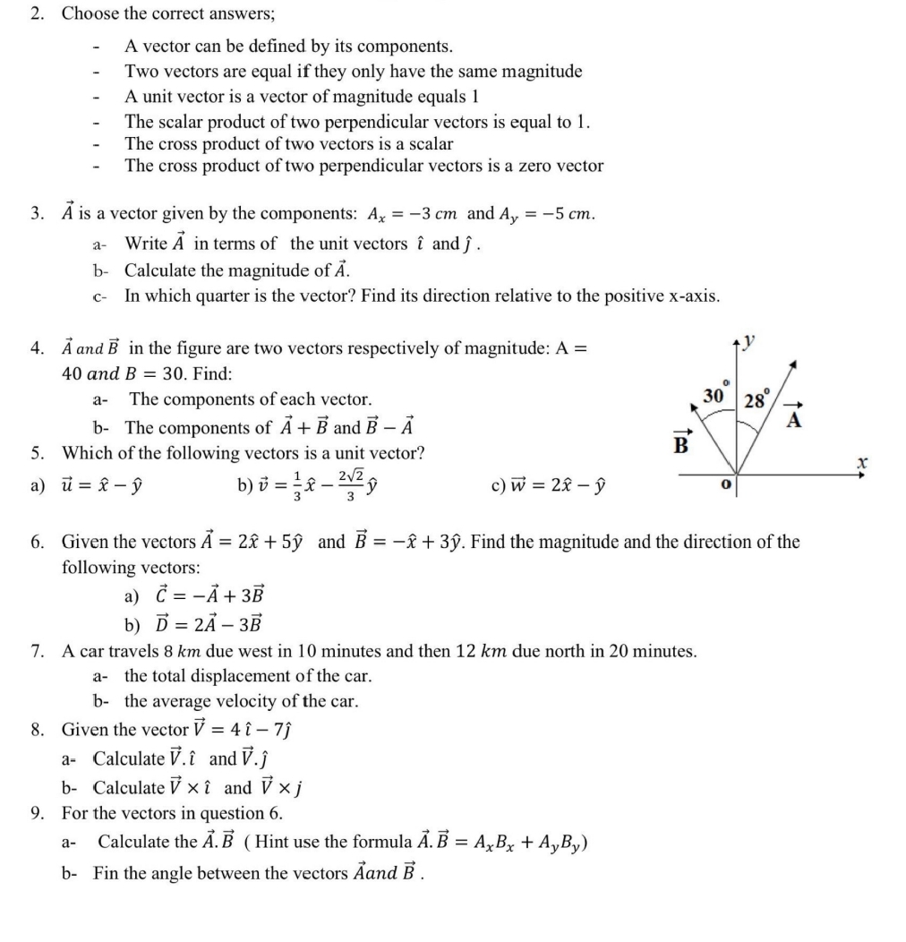 Solved Choose the correct answers;A vector can be defined by | Chegg.com