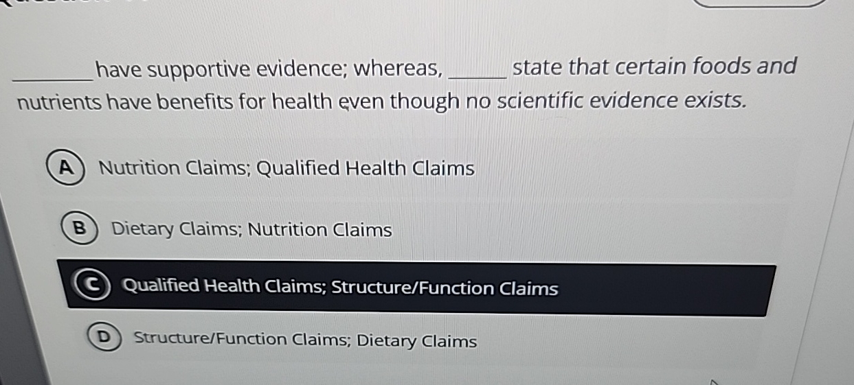 Solved have supportive evidence; whereas, ﻿state that | Chegg.com