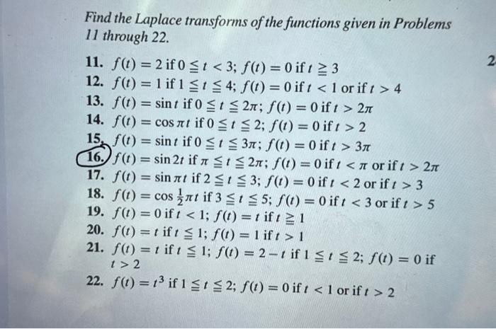 Solved Find the Laplace transforms of the functions given in | Chegg.com