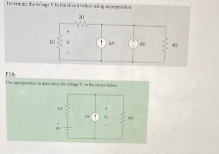 Solved Determine the voltage V in the circuit below, using | Chegg.com
