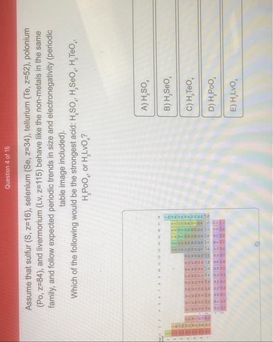 Solved Assume that sulfur (S,z=16), selenium (Se,z=34), | Chegg.com