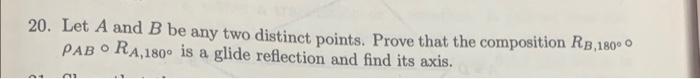 Solved 20. Let A and B be any two distinct points. Prove | Chegg.com