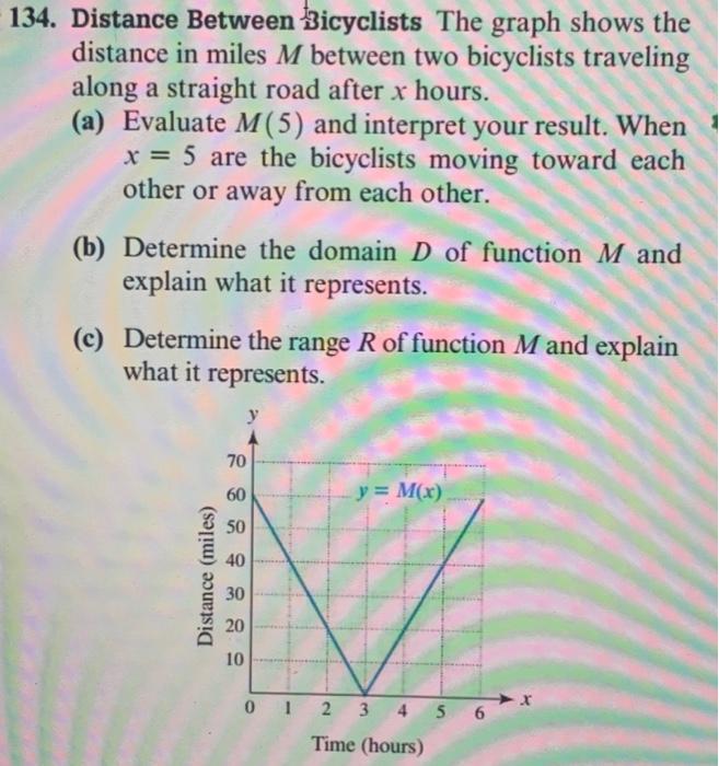 Solved 134. Distance Between Bicyclists The graph shows the | Chegg.com