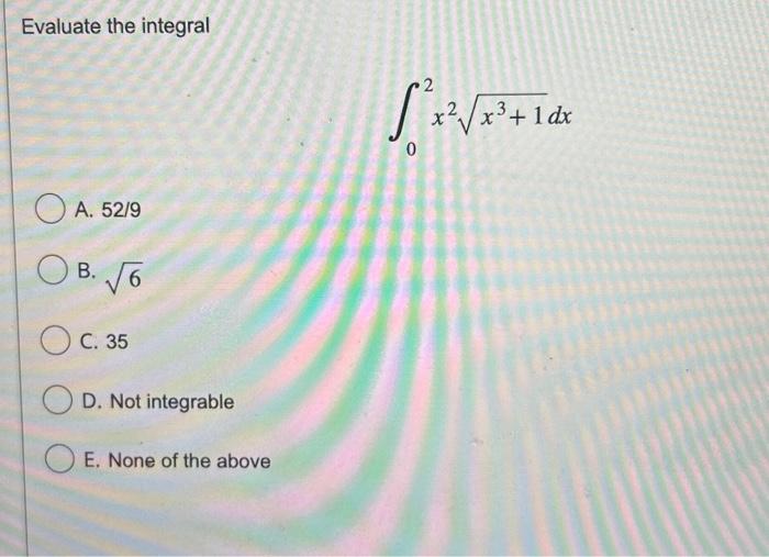 Solved Evaluate the integral \\[ \\int_{0}^{2} x^{2} | Chegg.com