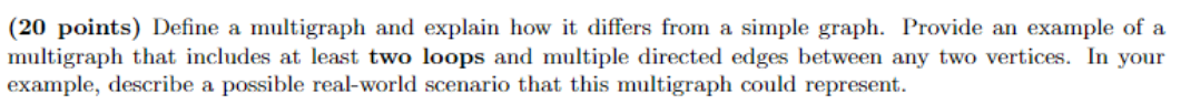 Solved (20 ﻿points) ﻿Define a multigraph and explain how it | Chegg.com