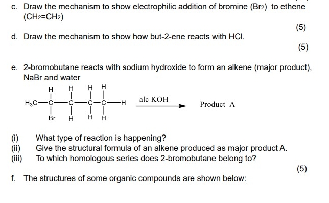 Solved c. ﻿Draw the mechanism to show electrophilic addition | Chegg.com