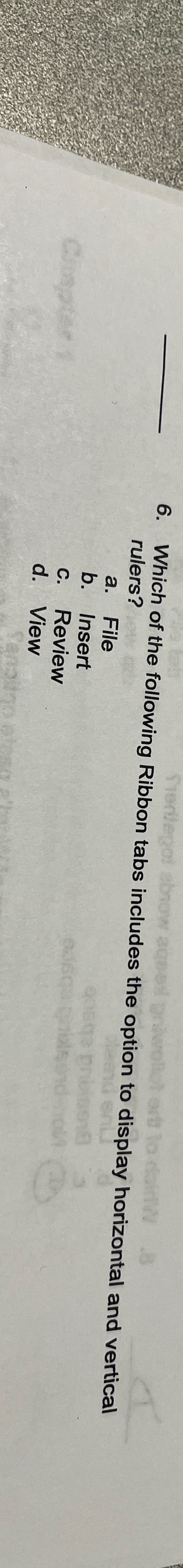Solved Which of the following Ribbon tabs includes the | Chegg.com