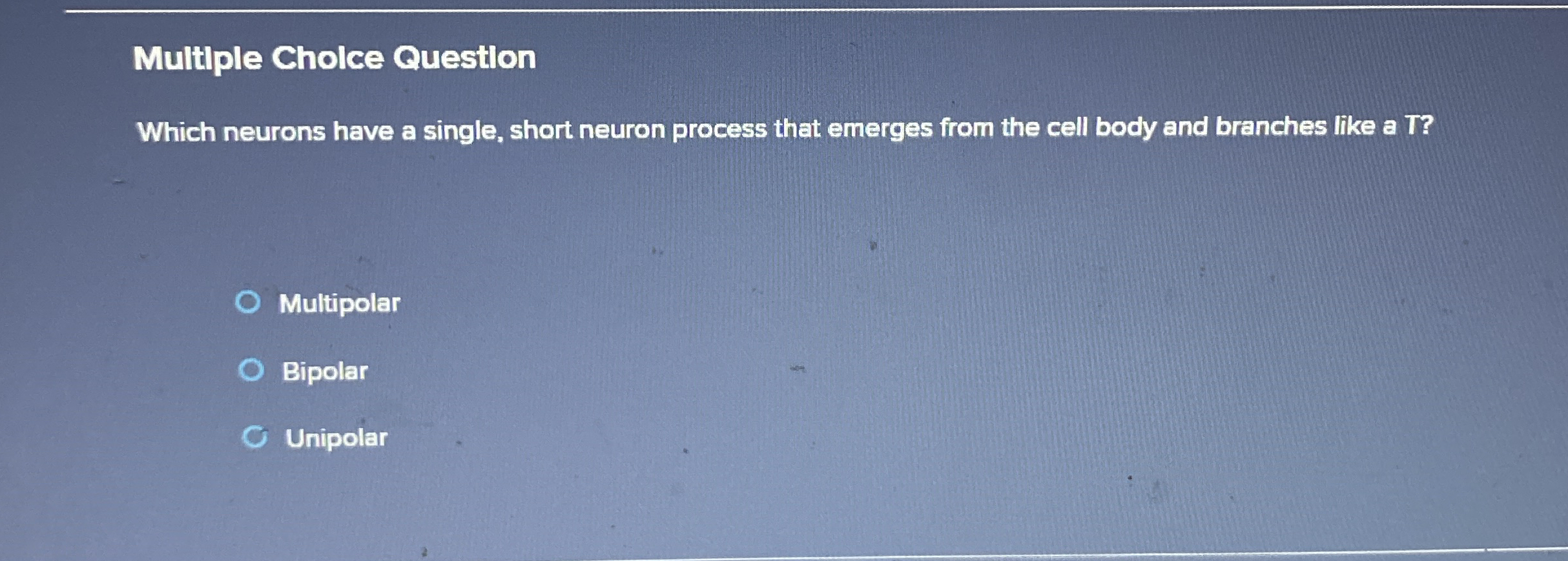 Solved Multiple Cholce QuestionWhich neurons have a single, | Chegg.com