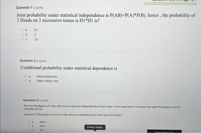 Solved Joint probability under statistical independence is | Chegg.com