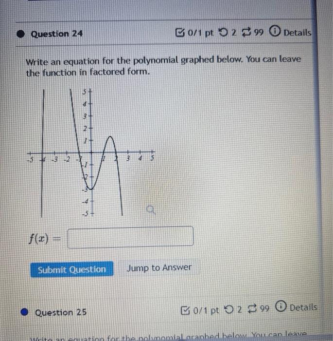 Solved Write an equation for the polynomial graphed below. | Chegg.com