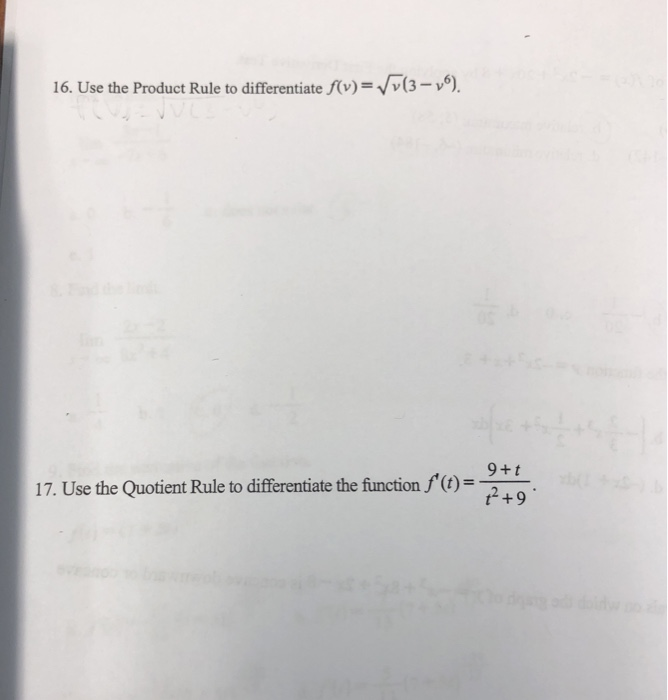 Solved 16 Use The Product Rule To Differentiate Fv 