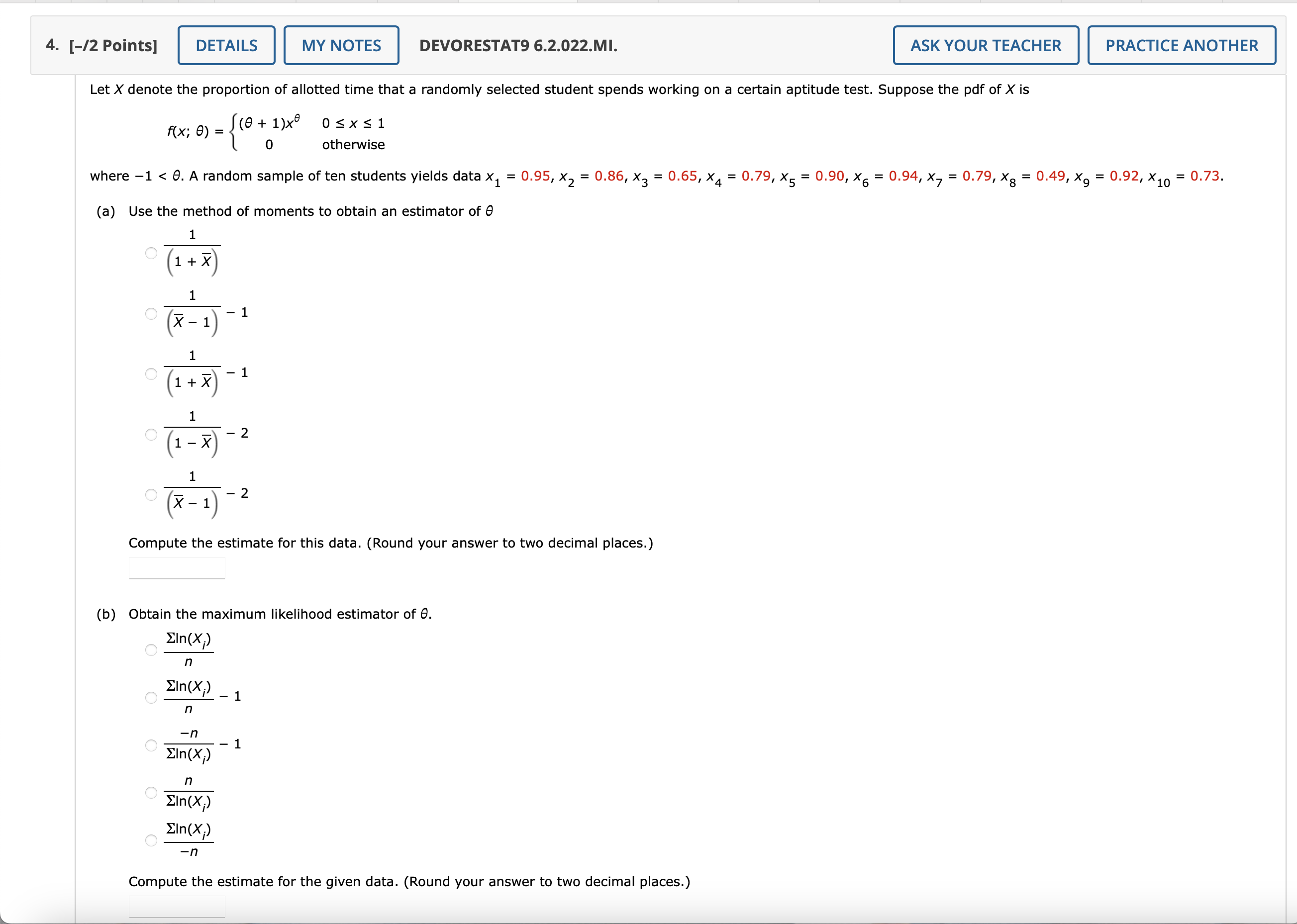 Solved Let x ﻿denote the proportion of allotted time that a | Chegg.com