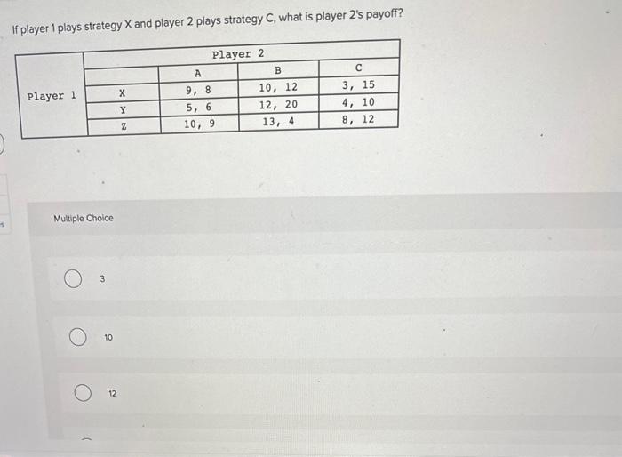 Solved If player 1 plays strategy X and player 2 plays | Chegg.com
