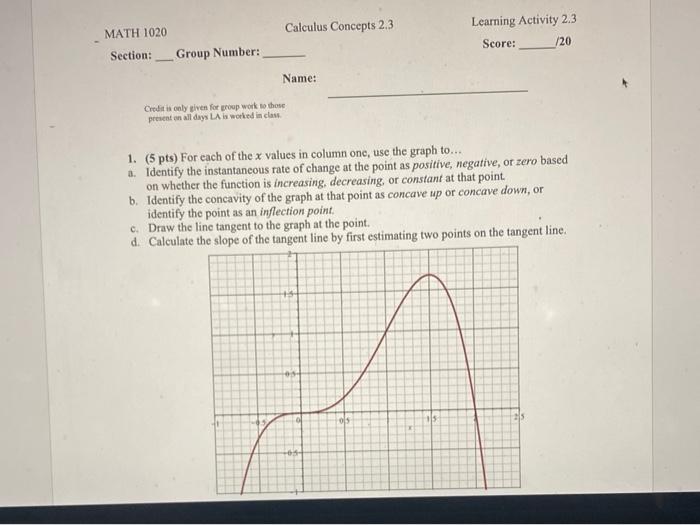 Solved 1. ( 5 pts) For each of the x values in column one, | Chegg.com