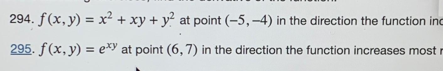 Solved f(x,y)=x2+xy+y2 ﻿at point (-5,-4) ﻿in the direction | Chegg.com