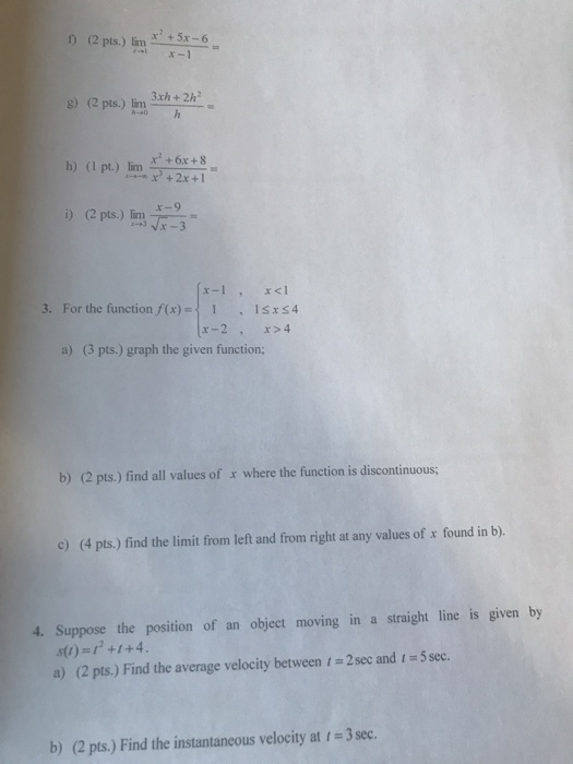 Solved 1. (13 pts.) Consider the following graph of | Chegg.com