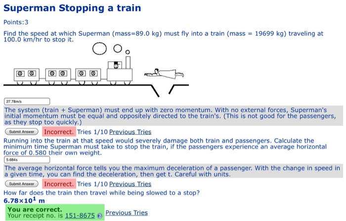 Solved Superman Stopping a train Points:3 Find the speed at | Chegg.com
