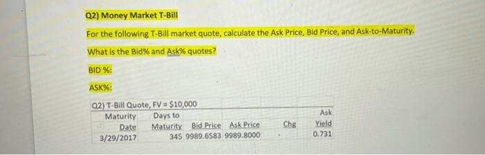 Solved For the following T-Bill market quote, calculate the | Chegg.com