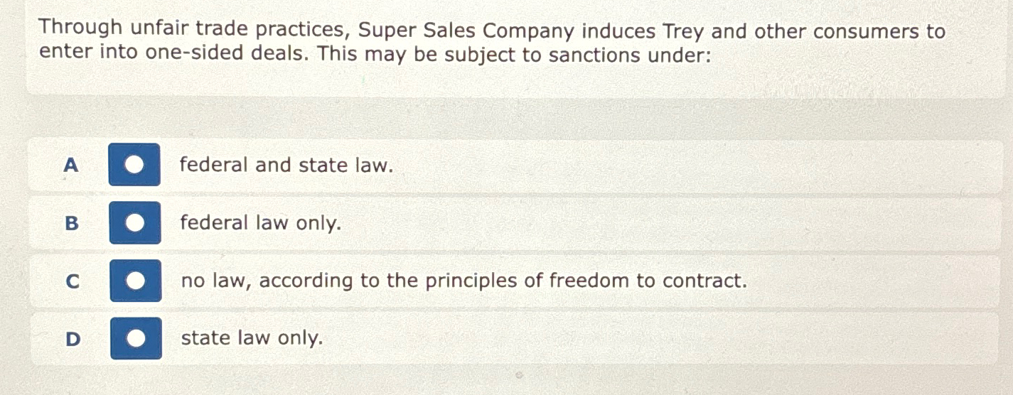 Solved Through unfair trade practices, Super Sales Company | Chegg.com