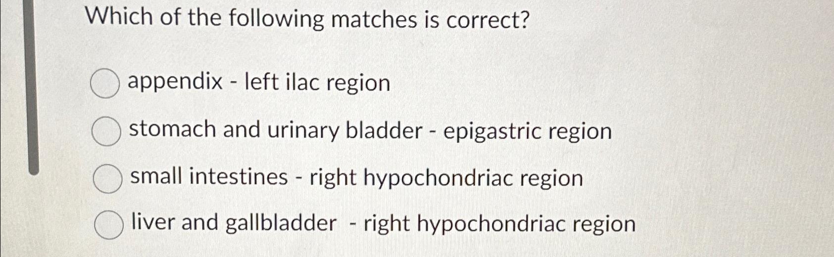 Solved Which of the following matches is correct?appendix - | Chegg.com