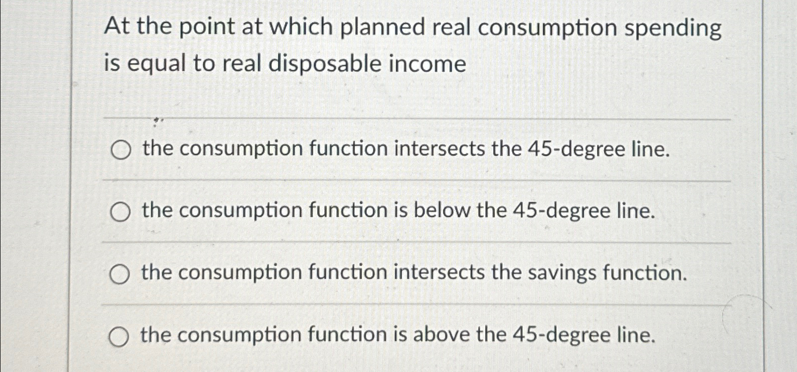 Solved At the point at which planned real consumption | Chegg.com