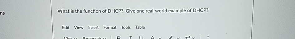 Solved What is the function of DHCP? ﻿Give one real-world | Chegg.com